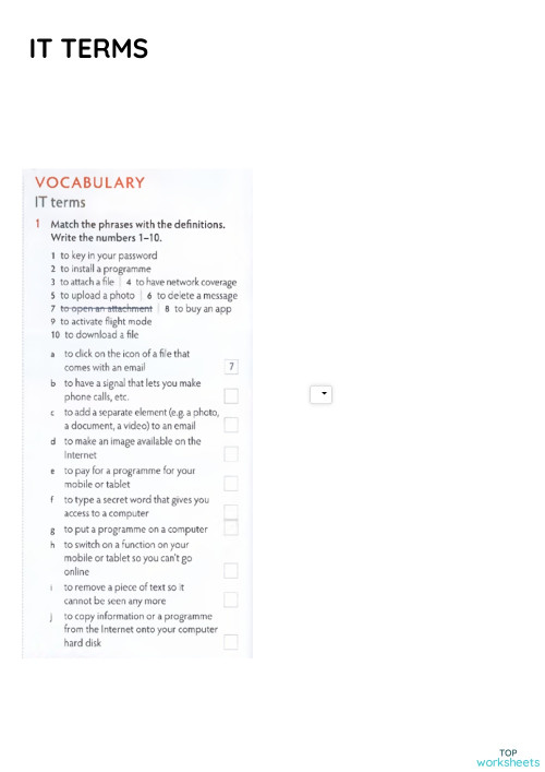 Think 2 - Unit 4 - IT Terms. Interactive worksheet | TopWorksheets