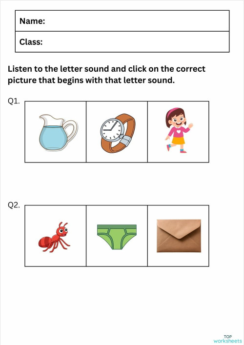 Beginning Sound Worksheet. Interactive worksheet | TopWorksheets