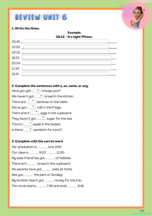 Review unit 6. Interactive worksheet | TopWorksheets