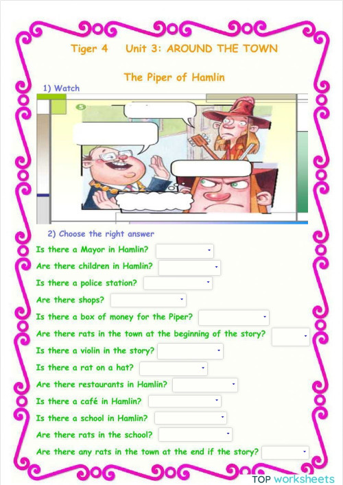 The Piper of Hamlin. Interactive worksheet | TopWorksheets