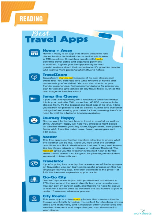 UNIT 15 READING. Interactive worksheet | TopWorksheets