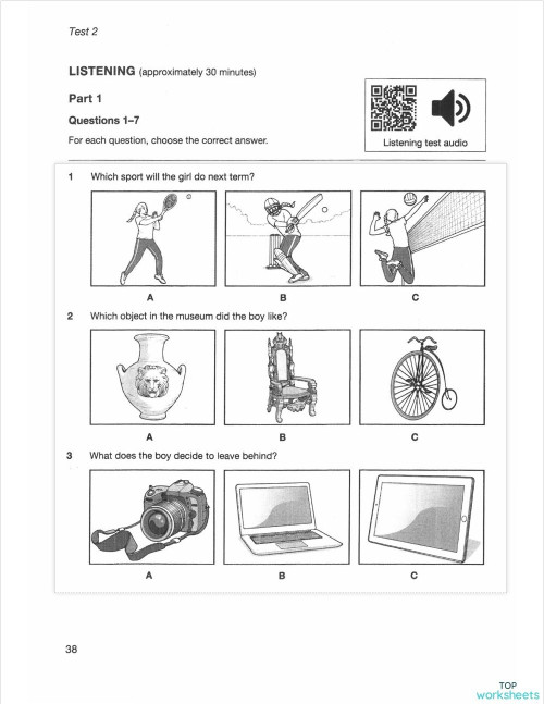 APT2 - Test 2 - Listening. Interactive worksheet | TopWorksheets