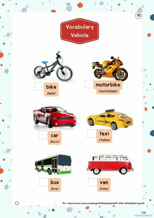 vocabulary vehicle. Interactive worksheet | TopWorksheets