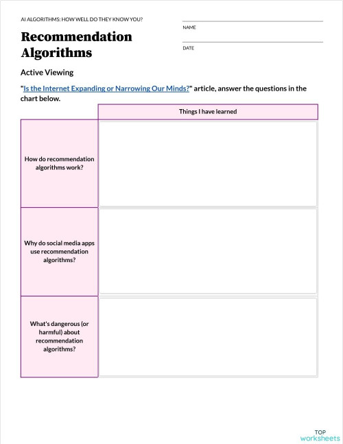 AI Literacy - Recommendation Algorithms - Hands On. Interactive ...