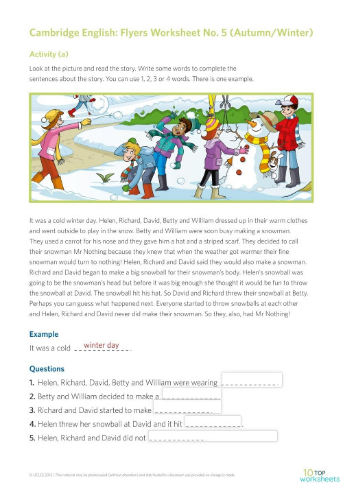 FLYERS Worksheet 4 - R2. Interactive worksheet | TopWorksheets