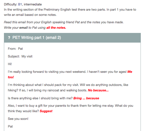 PET- Writing. Interactive worksheet | TopWorksheets