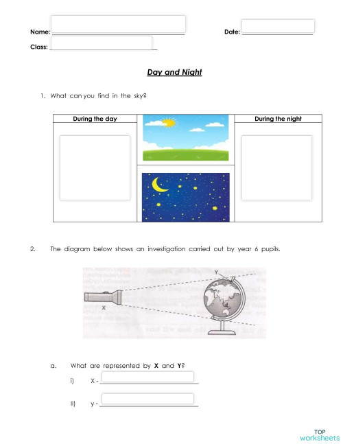 Y6 | Day and Night. Interactive worksheet | TopWorksheets