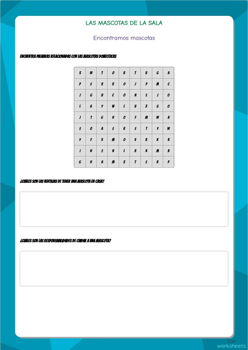 LAS MASCOTAS DE LA SALA. Ficha interactiva | TopWorksheets