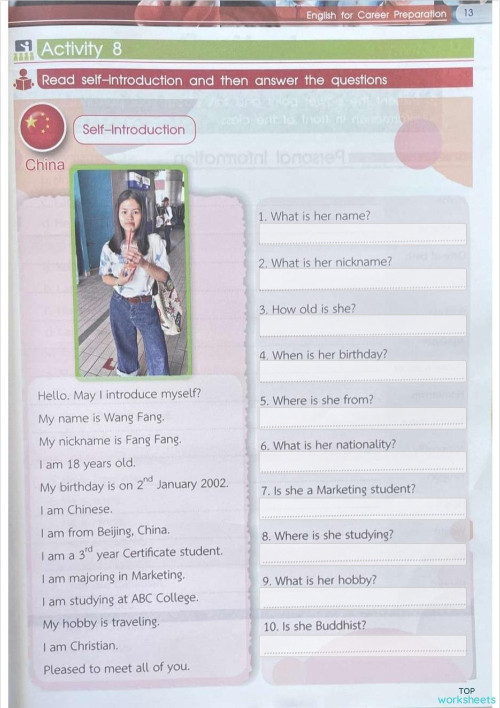 Reading (Anwser the Questions). Interactive worksheet | TopWorksheets