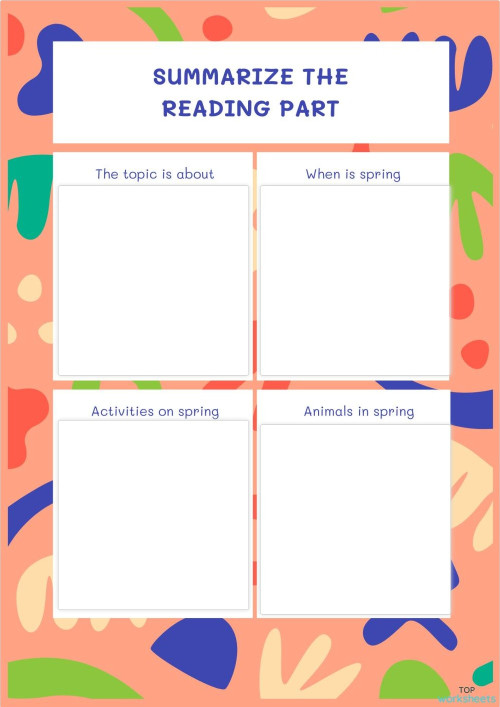 SUMMARIZE THE READING PART. Interactive worksheet | TopWorksheets