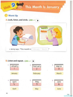 Listen Up 2_unit 9: This month is January. Interactive worksheet ...