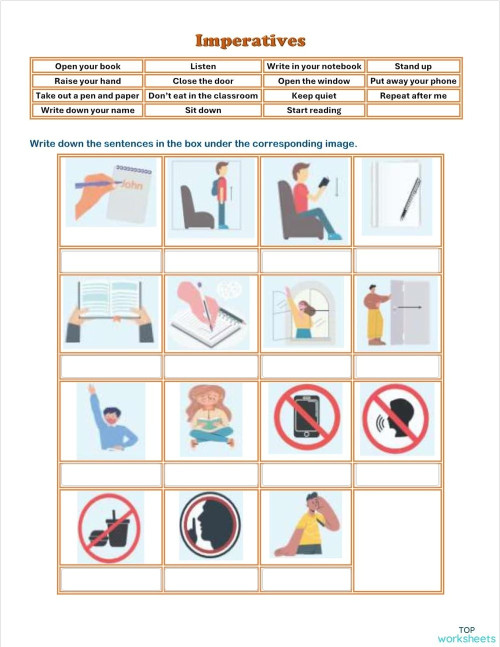 Imperatives. Interactive worksheet | TopWorksheets