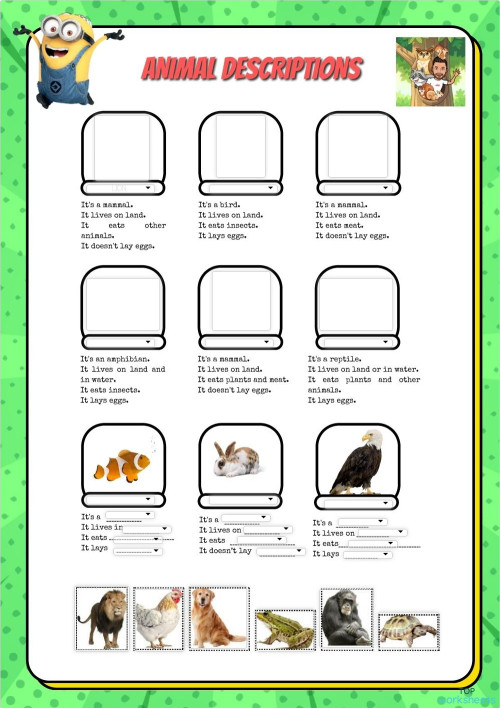 ANIMAL DESCRIPTIONS. Interactive worksheet | TopWorksheets