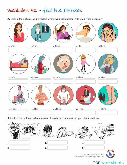 Vocabulary Ex. - Health and Illnesses. Interactive worksheet ...