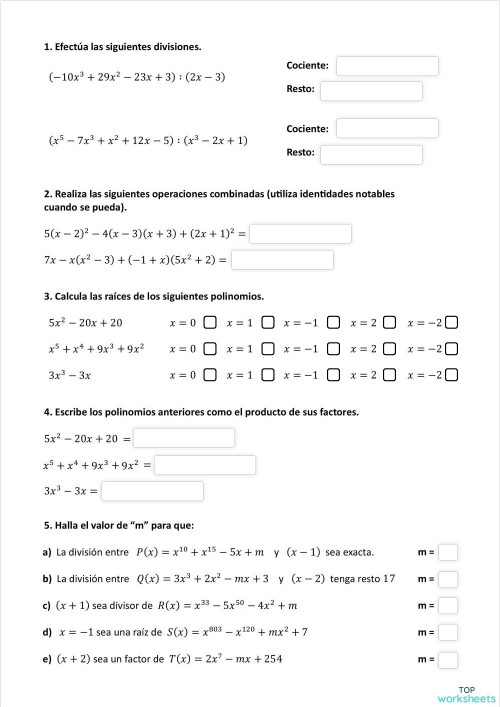 Operaciones con monomios. Ficha interactiva | TopWorksheets