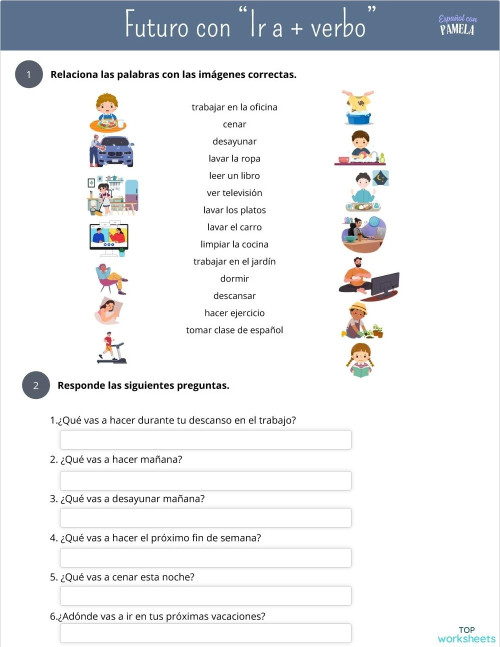 Futuro con "Voy a...". Ficha interactiva | TopWorksheets