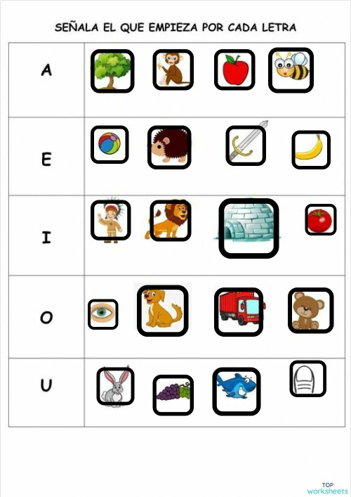 Hojas De Trabajo De Vocales Mediales Vocales: Fichas Interactivas Y