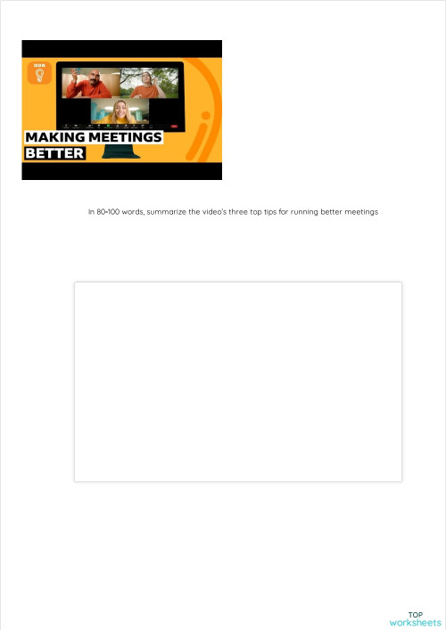 How to make meetings better. Interactive worksheet | TopWorksheets