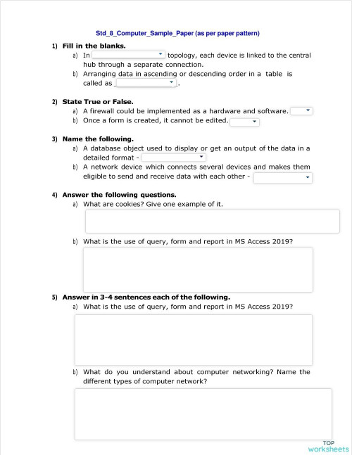 Std8 -Worksheet (Computer paper pattern sample). Interactive worksheet ...