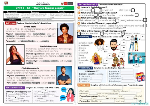 Reading Quiz- Session 2- All about my family- PRE A1. Interactive worksheet | TopWorksheets