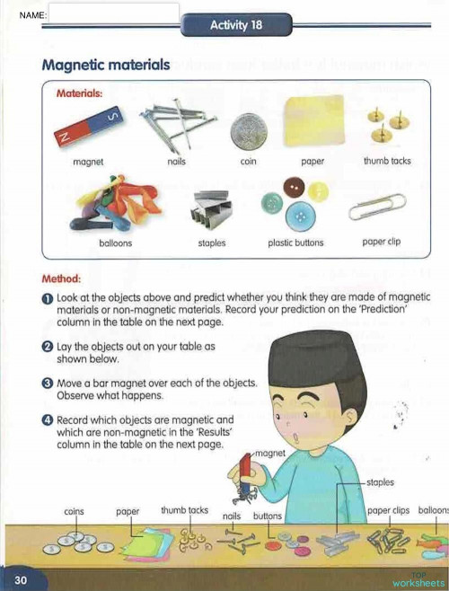 Activity 18: Magnetic materials. Interactive worksheet | TopWorksheets
