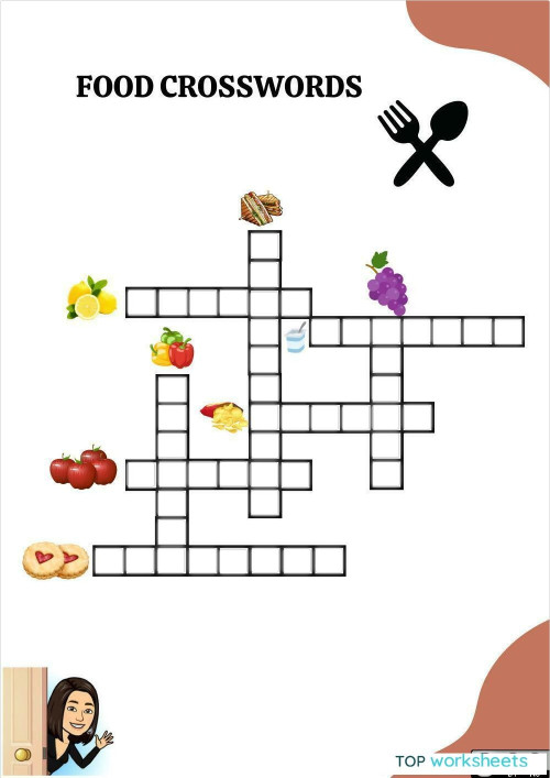 FOOD CROSSWORDS. Ficha interactiva | TopWorksheets