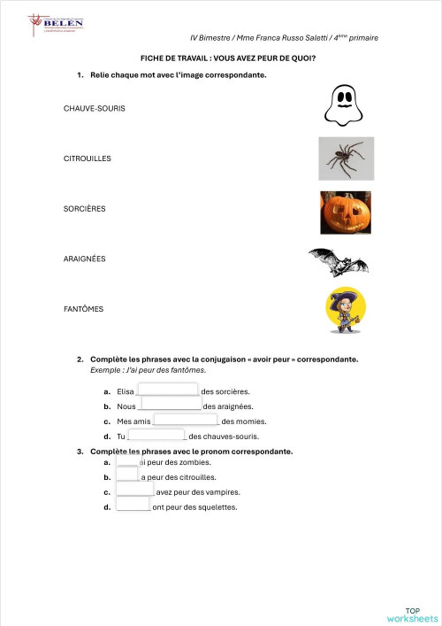 De quoi avez vous peur?. Fiche interactive | TopWorksheets