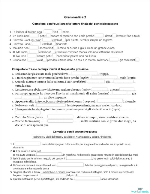 PREPOSIZIONI SEMPLICI E ARTICOLATE. Scheda interattiva | TopWorksheets