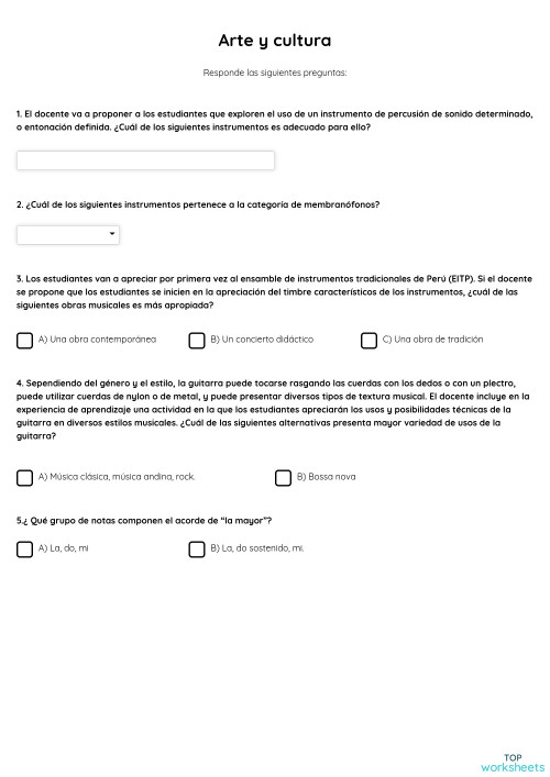 Arte y cultura. Ficha interactiva | TopWorksheets