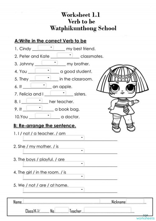 Verb to be. Interactive worksheet | TopWorksheets