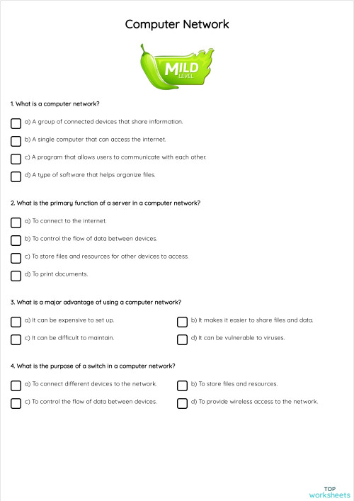 Gr8 Computer Network. Interactive worksheet | TopWorksheets