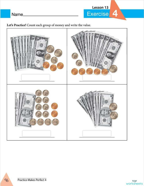 Lesson 13: Exercise 4 Pg 96-97. Interactive worksheet | TopWorksheets