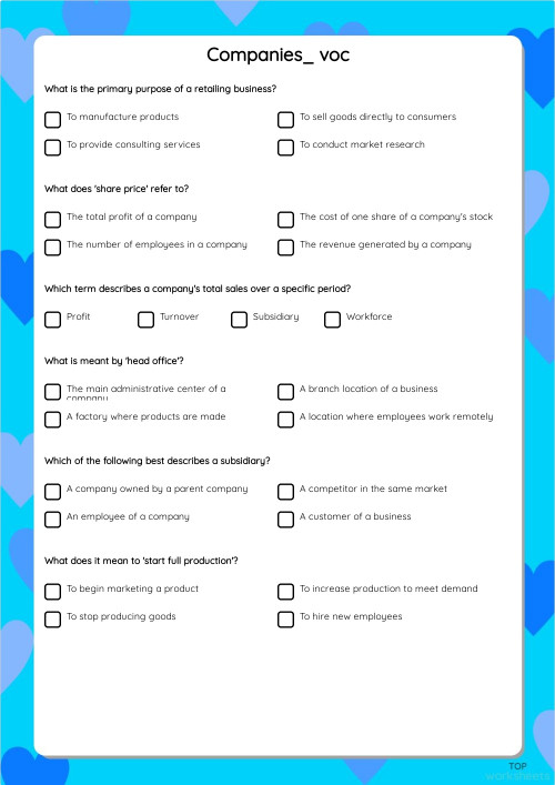 Companies_ voc. Interactive worksheet | TopWorksheets
