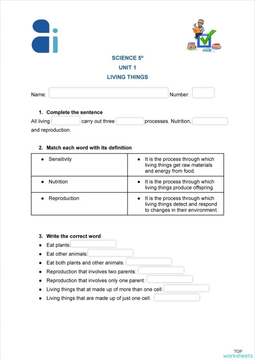 Unit 1. Science 5ª. Unit 1. Interactive worksheet | TopWorksheets