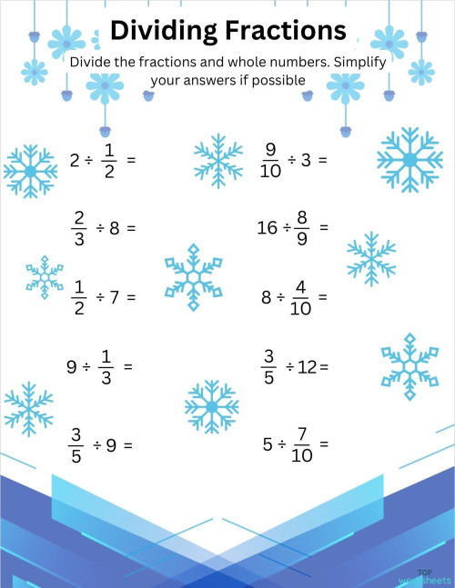 Dividing Fractions. Interactive worksheet | TopWorksheets