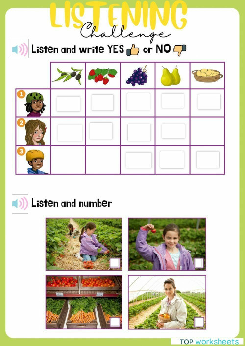 Listening food. Interactive worksheet | TopWorksheets