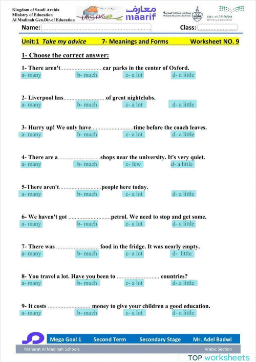 Mega Goal 1 Second Term Unit 2 Take My advice 8-Forms. Interactive ...