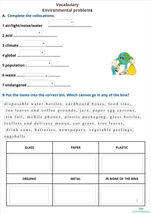 Garbage B1 (Copied). Interactive worksheet | TopWorksheets