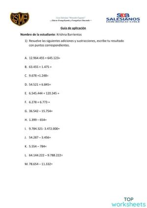 Operaciones matemáticas básicas. Ficha interactiva | TopWorksheets