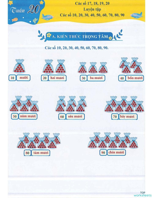 TOÁN 1 - TUẦN 20. Interactive worksheet | TopWorksheets