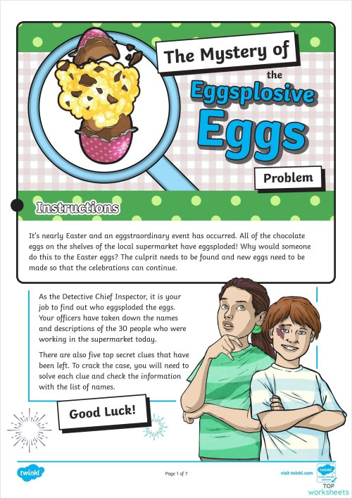Easter - The Mystery of the Eggsplosive Eggs. Interactive worksheet ...