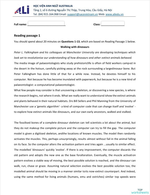 IELTS Practice_Reading Test 1. Interactive worksheet | TopWorksheets