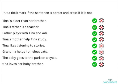 Tina's Family. Interactive worksheet | TopWorksheets