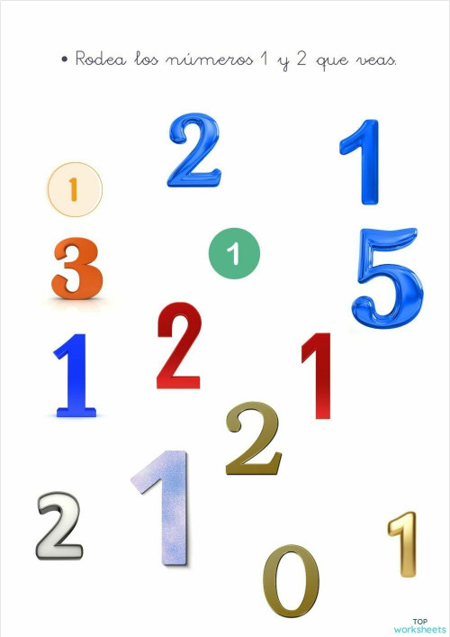 Rodea el 1 y 2. Ficha interactiva | TopWorksheets