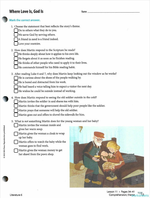 Where Love Is, God Is Pg 13. Interactive worksheet | TopWorksheets