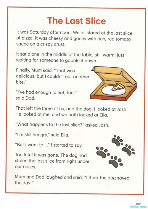 1 The Last Slice. Interactive worksheet | TopWorksheets