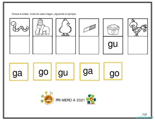 Letra G ( ga-go-gu). Ficha interactiva | TopWorksheets