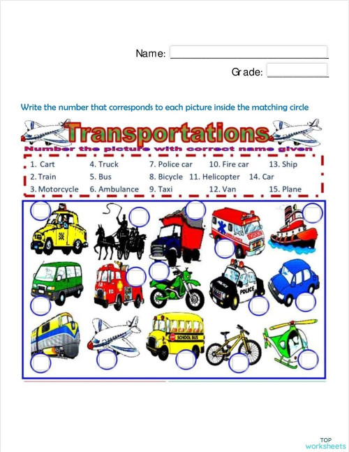 Transportation Quiz. Interactive worksheet | TopWorksheets