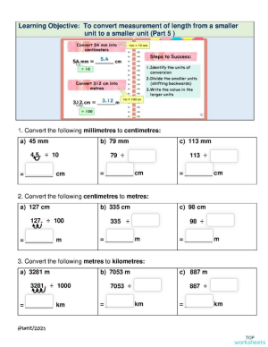 CONVERSION OF UNITS PART 5. Interactive worksheet | TopWorksheets