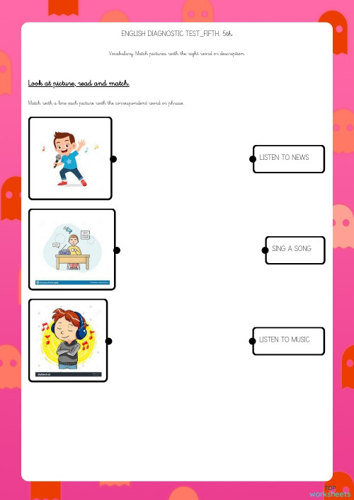 ENGLISH DIAGNOSTIC TEST_FIFTH. 5th. Interactive worksheet | TopWorksheets
